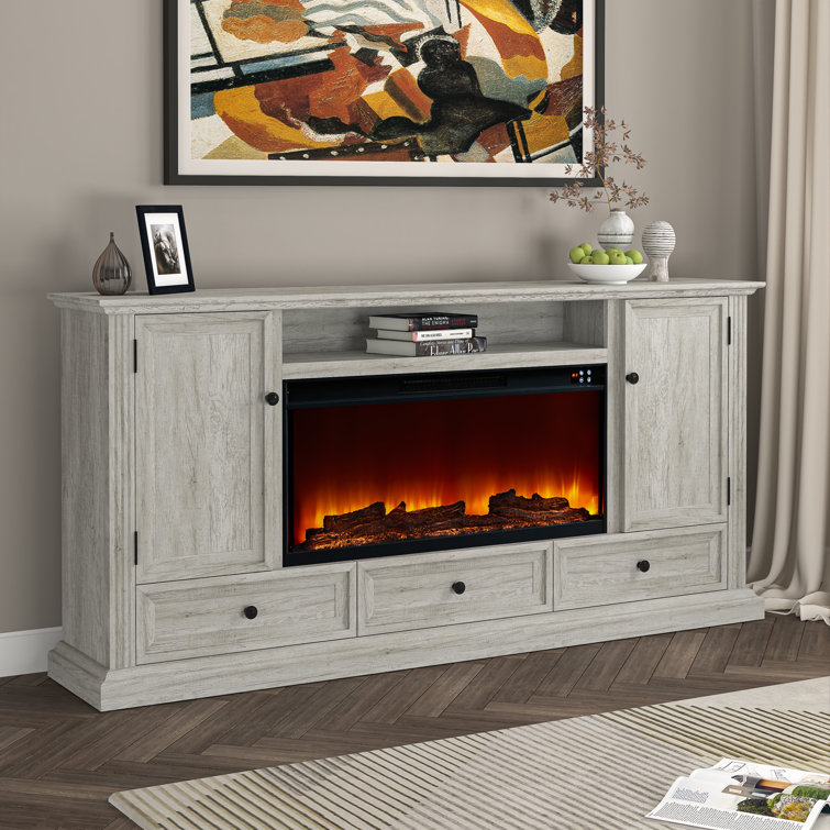 Lark Manor Ambereen 72.83 W TV Stand with Electric Fireplace Included Reviews Wayfair